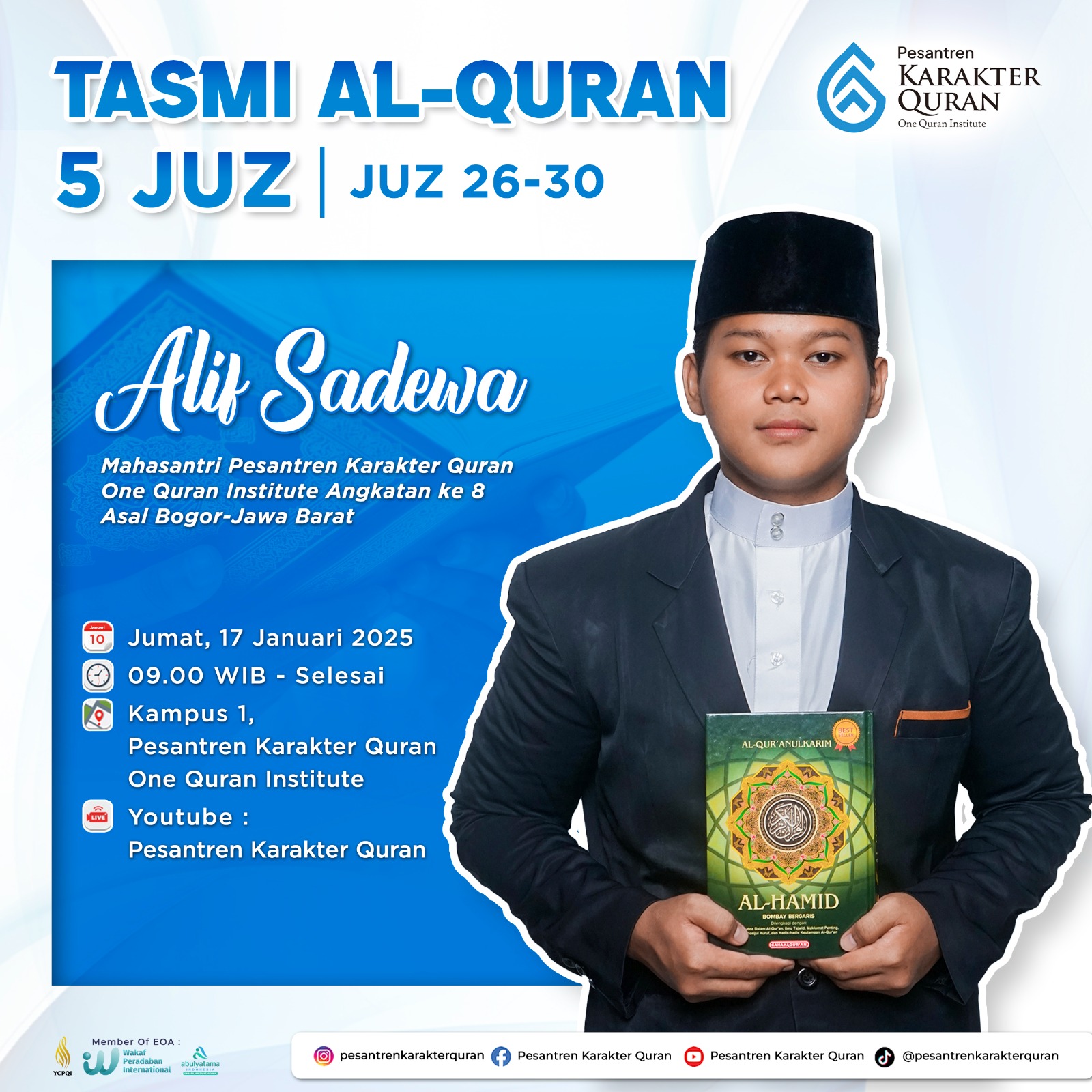 Tasmi Al Quran 5 Juz Sekali Duduk : Ananda Alif Sadewa - ONE QURAN INSTITUTE